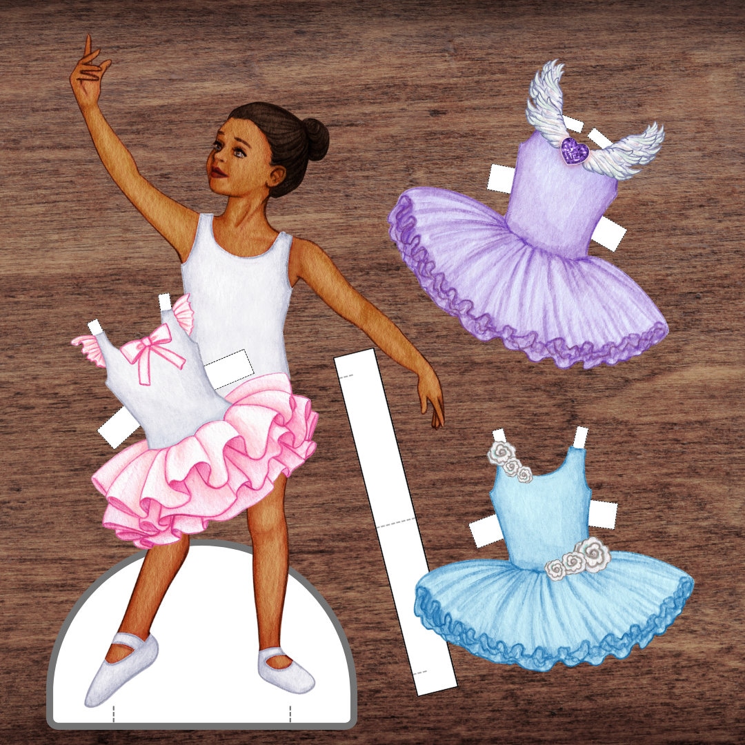 Watercolor Ballerina Dance Paper Doll W/four Tutu Outfits W/stand - Etsy