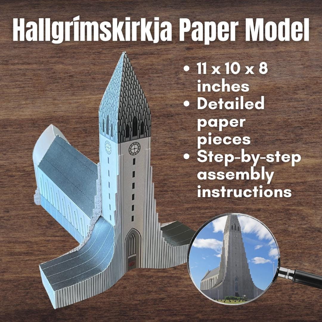 3D Paper Model HALLGRIMSKIRKJA in Reykjavík ICELAND Diorama Church W ...