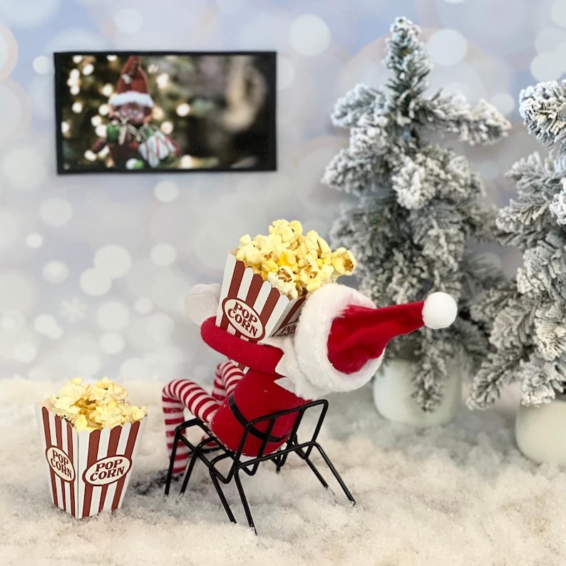 Mini Popcorn Cups + TV Screen | Dollhouse & Holiday Elf Prop Kit W/step ...