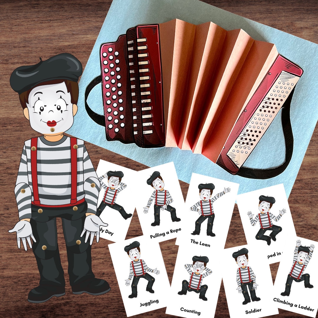 Montessori-inspired Mimic the Mime Matching Activity & Accordion Craft ...