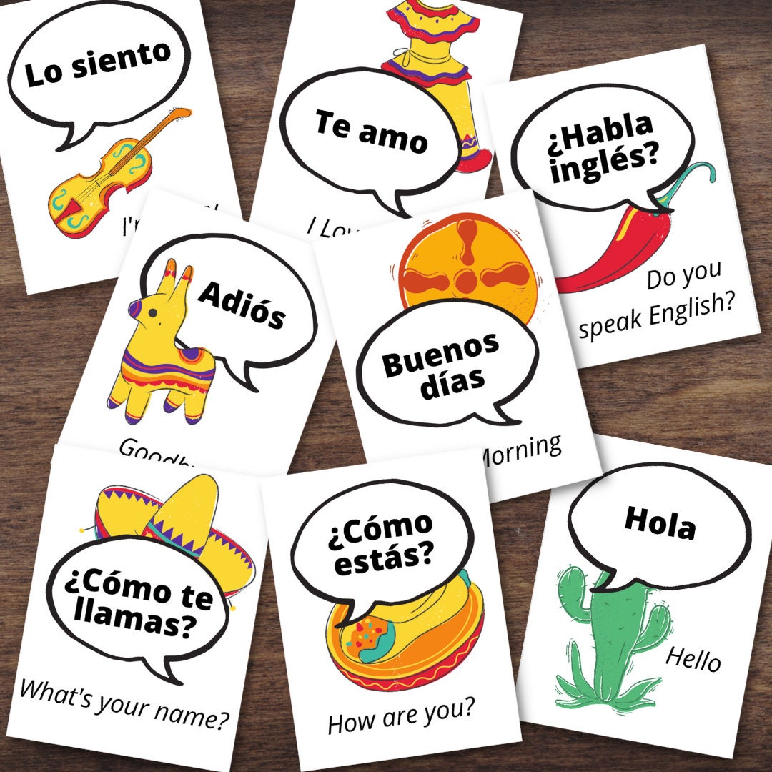 MEXICO Mexican SPANISH Language Phrase Flash Cards *full Color* - Etsy