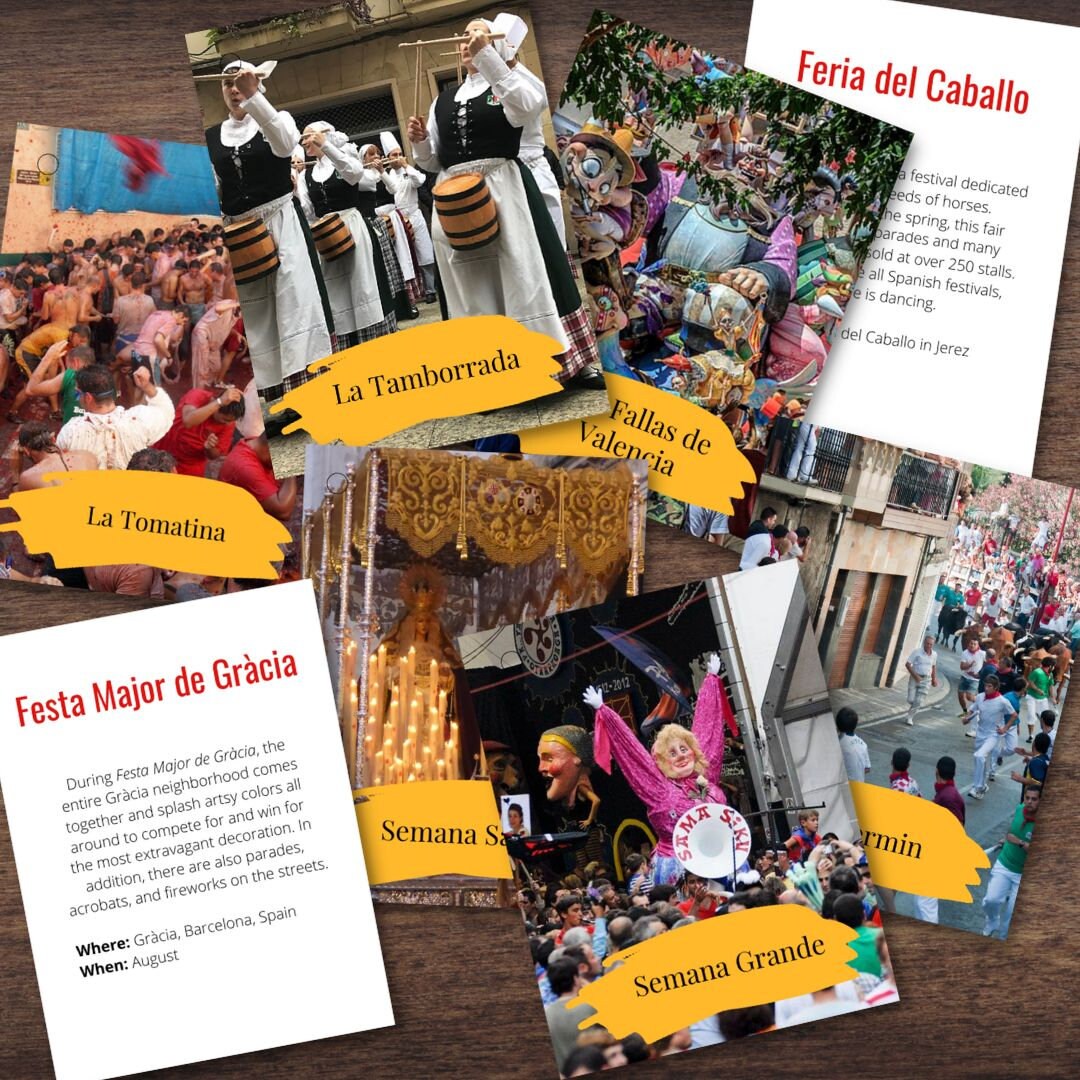 SPAIN Spanish España Festival Info Cards | FULL COLOR Spanish ...