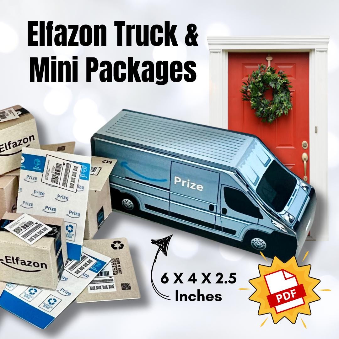 ELFAZON 3D Delivery Truck Model W/mini Packages Boxes, Mailer Bags ...