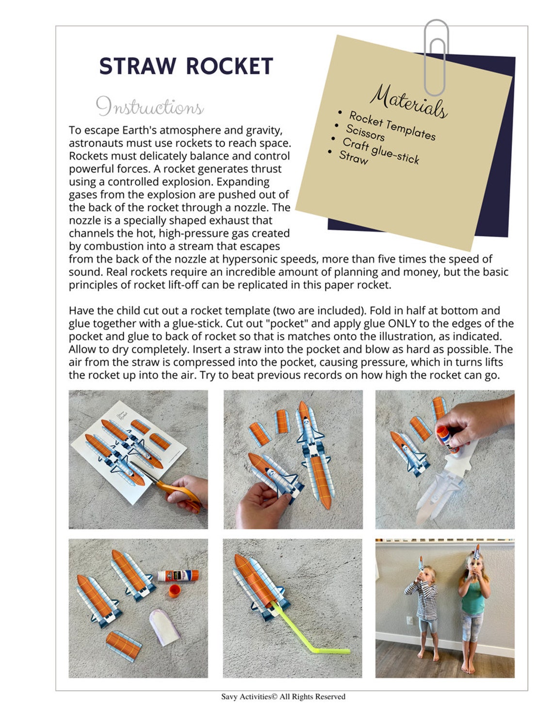 Air-powered Straw ROCKET Science Activity & Astronaut Craft Printable ...