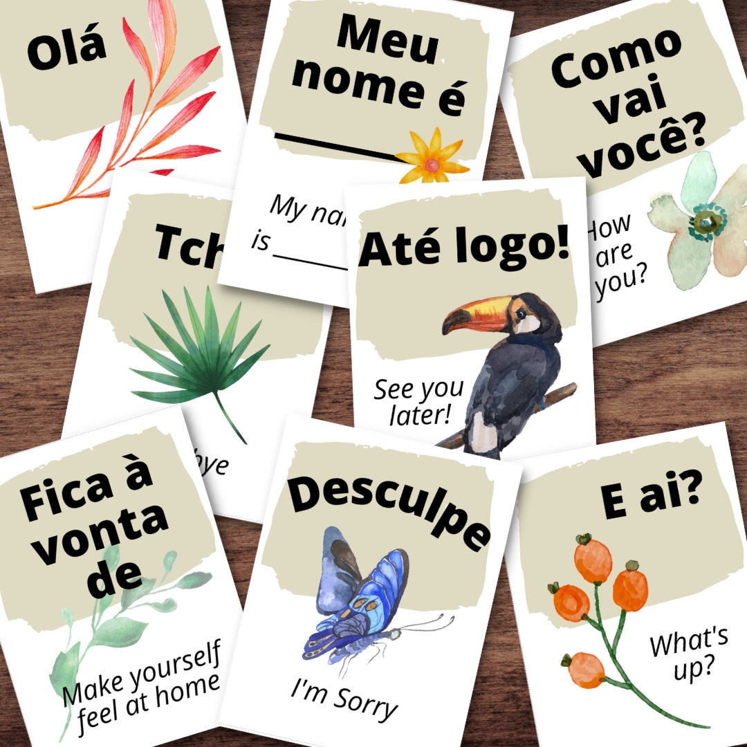 Portuguese Language EIGHT Phrases Phase Flash Cards Illustrated *full ...