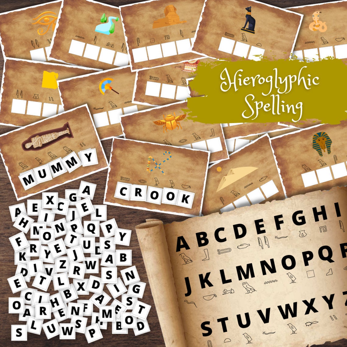 Ancient EGYPT Egyptian Hieroglyphic Matching Activity Cards Coding Spelling - Etsy