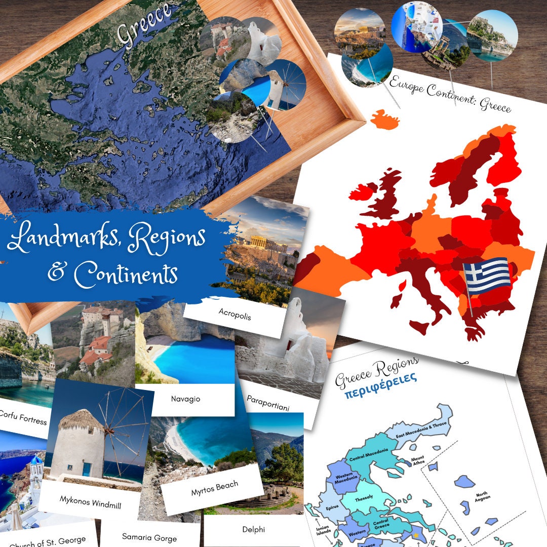 GREECE Greek Geography Landmarks, Regions, Cities Map EUROPE Continent ...
