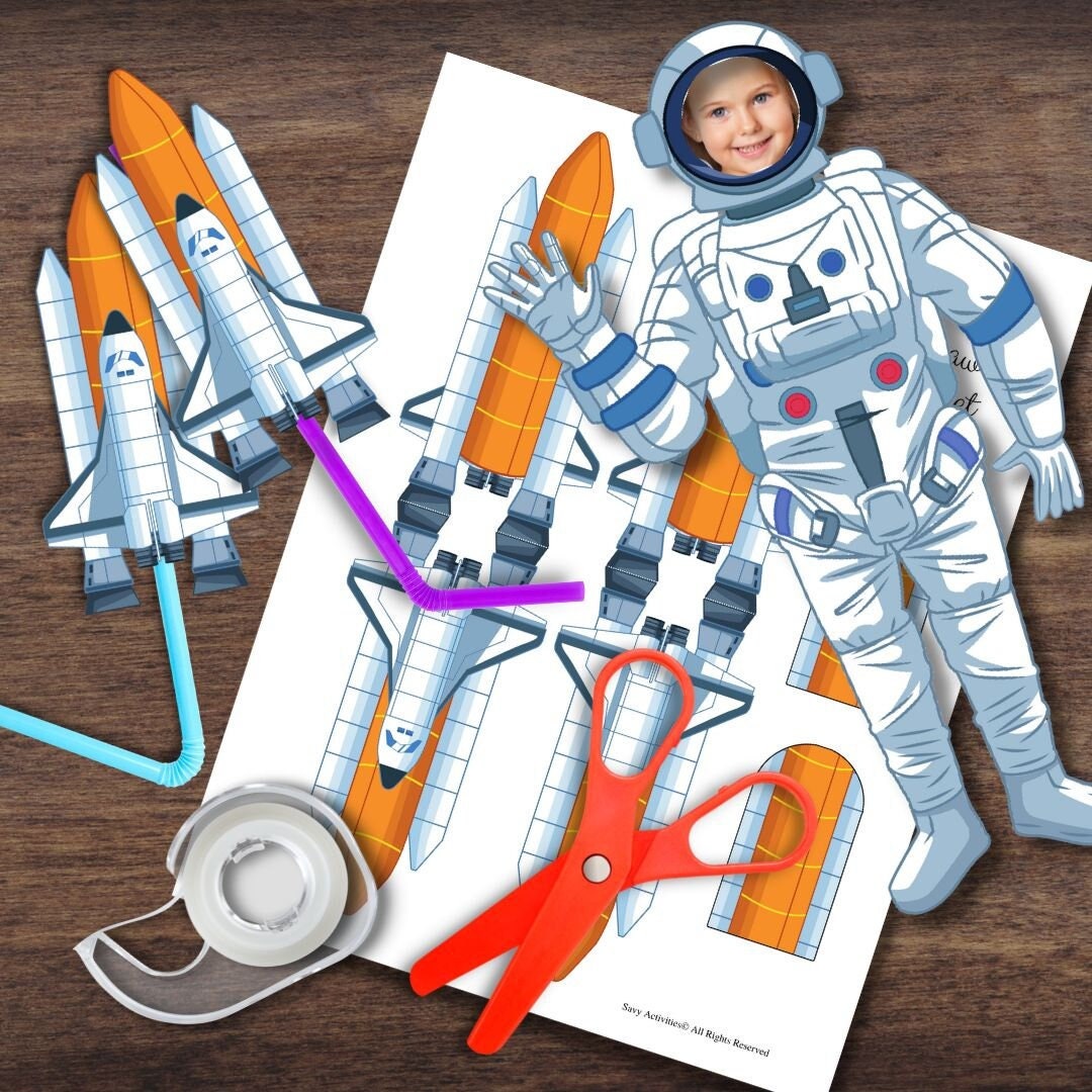 Air-powered Straw ROCKET Science Activity & Astronaut Craft Printable ...