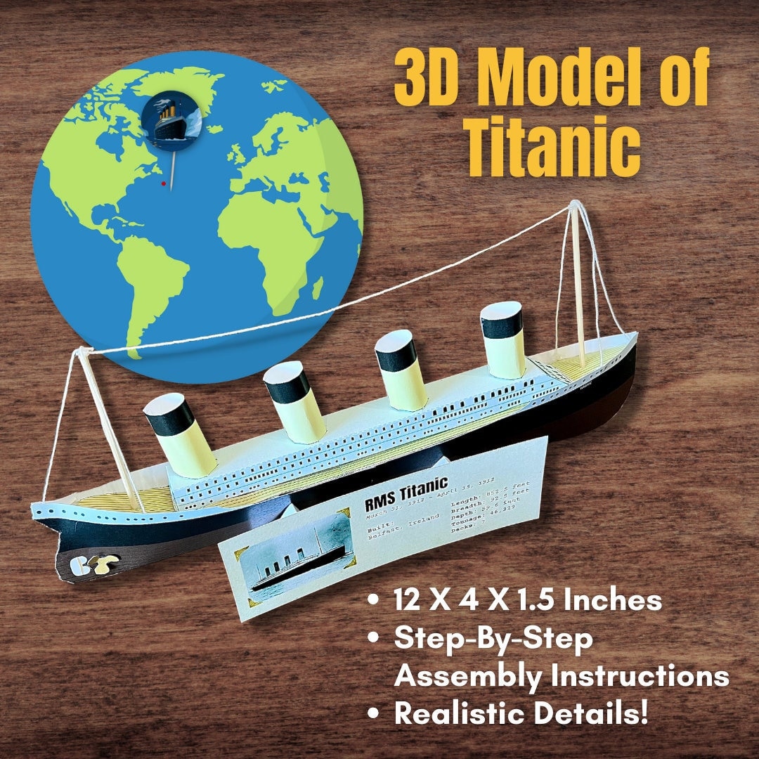3D Model HMS TITANIC Ship *detailed* W/stand & Step-by-step ...