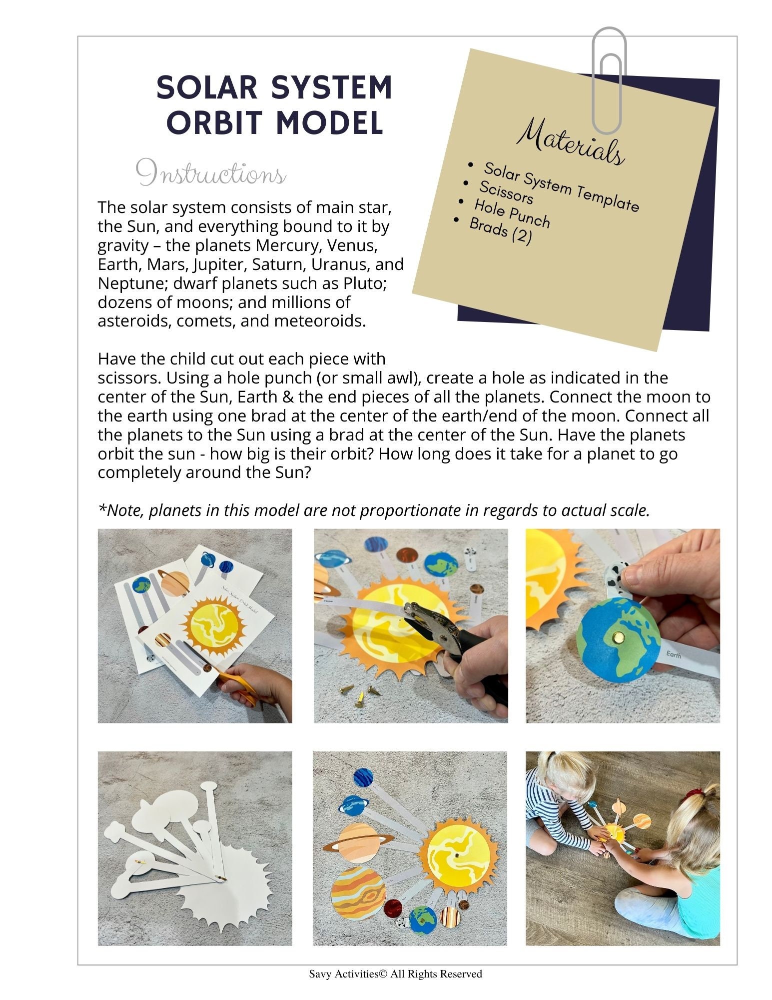 SOLAR SYSTEM Planet Model Rotating Spinner | Outer Space Study Activity ...