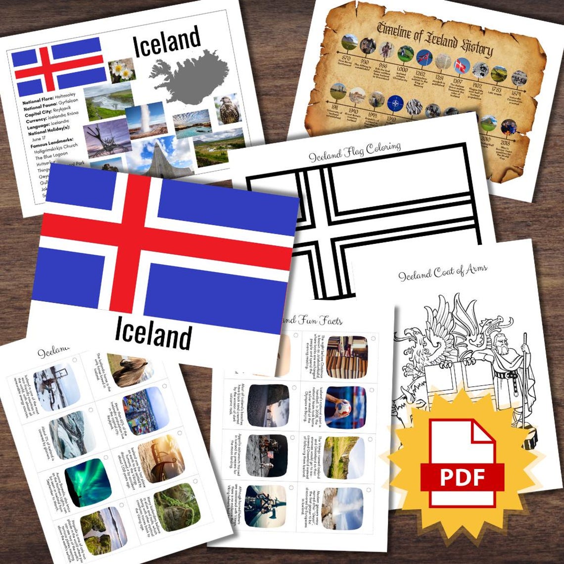 Montessori-inspired ICELAND Icelandic Europe Country Overview Flag Fun ...