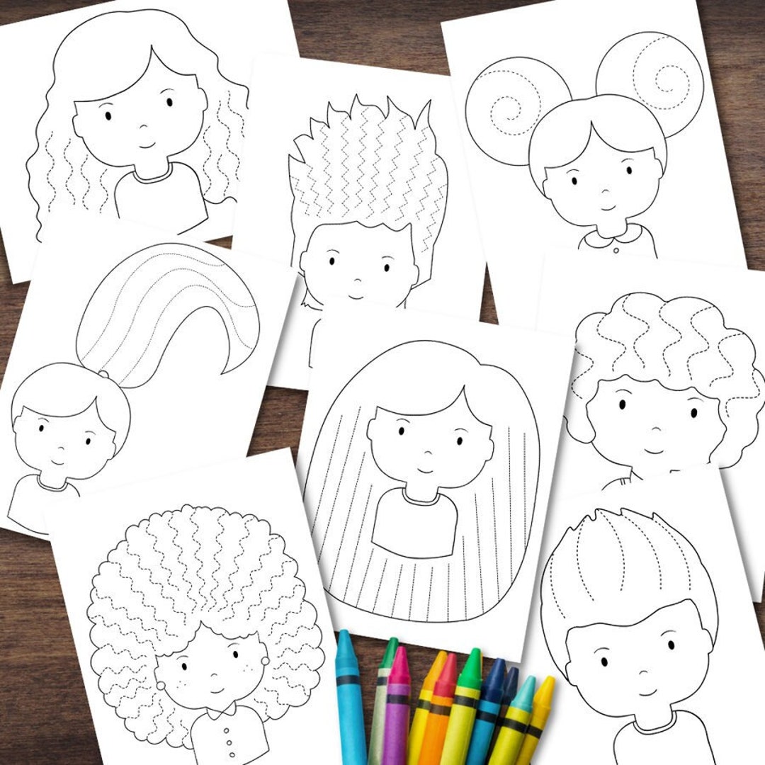 Coloring & Cutting Hair Activity - Promotes Scissor Skills *8 DESIGNS ...