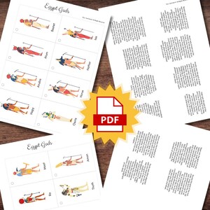 Ancient EGYPT Egyptian Gods Mythical Information Cards Flashcards Color ...