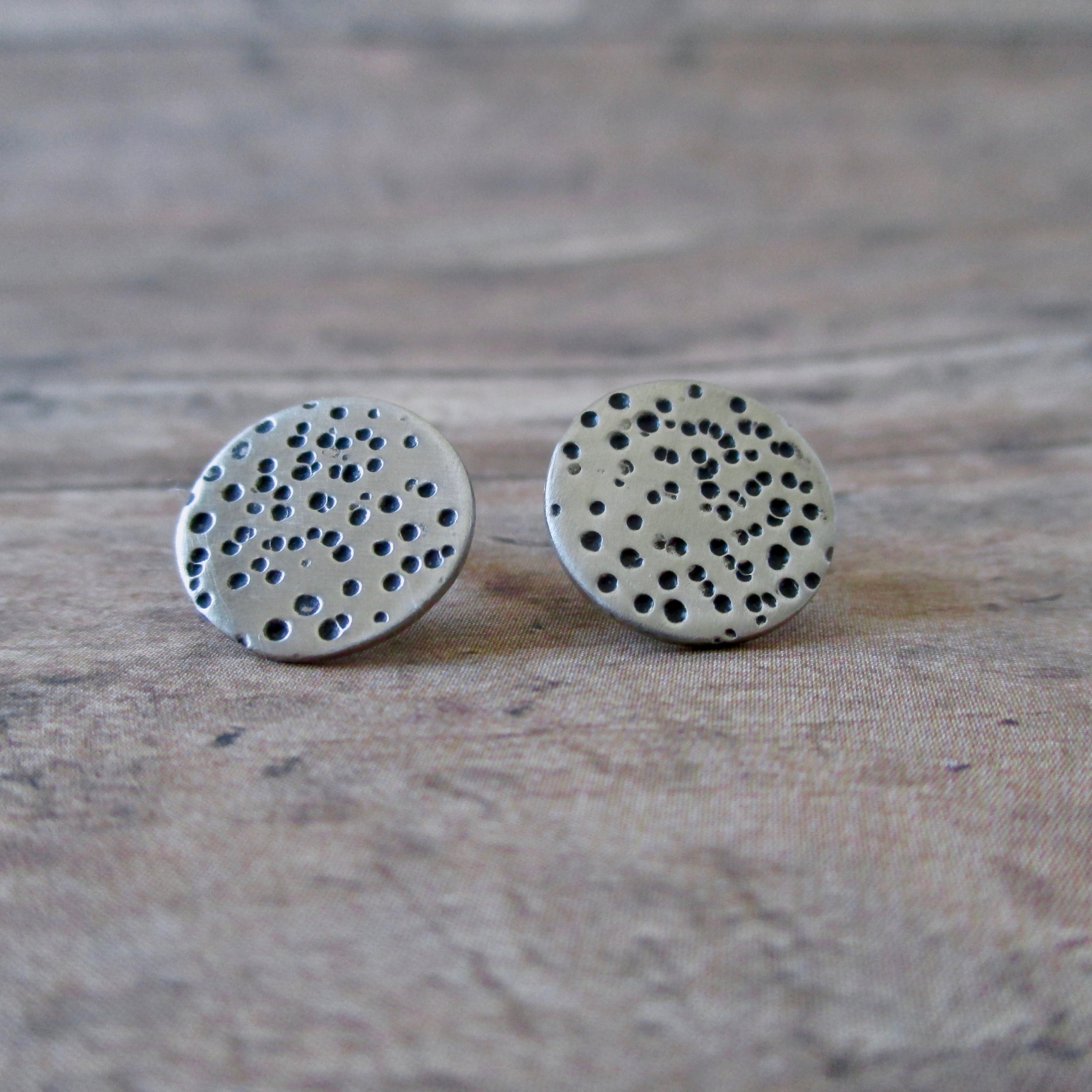 Speckled Metal Stud Earrings Hammered Metal Post Earrings - Etsy