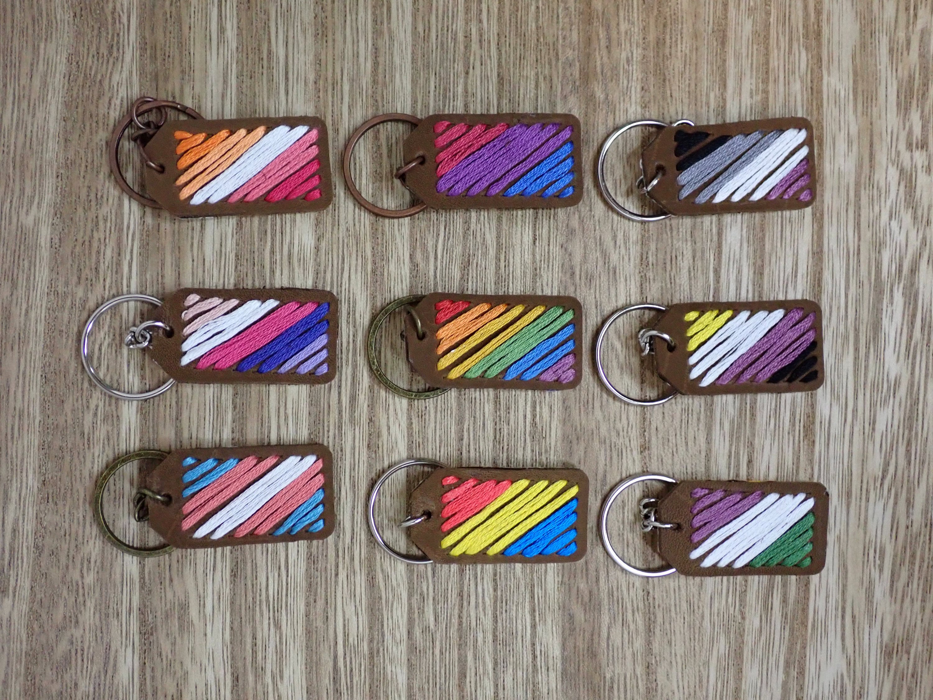 Lesbian Pride Flag Embroidered Leather Keychains Gay Pride | Etsy