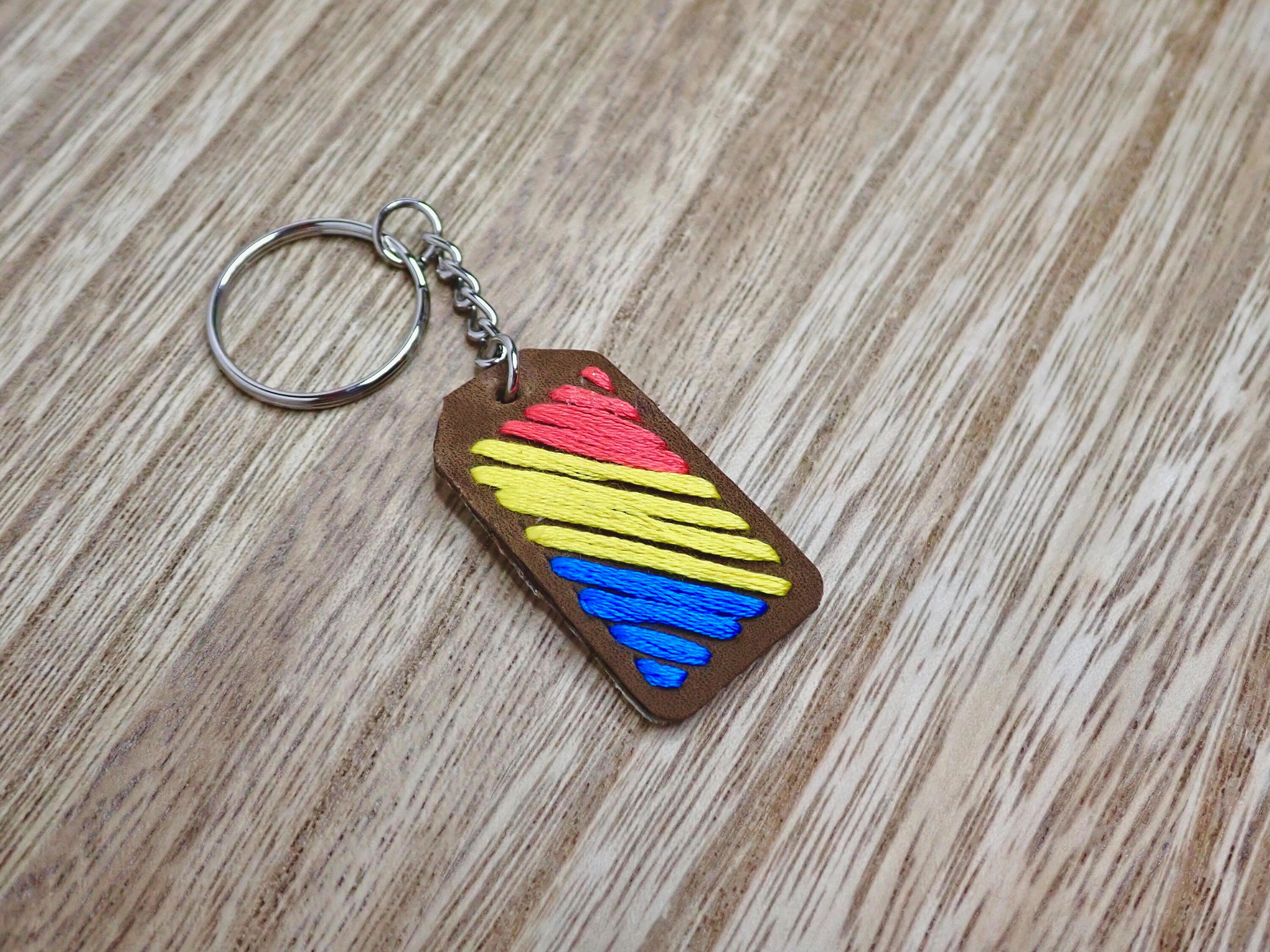 Pan Pride Flag Embroidered Leather Keychains, Pansexual Pride, LGBTQIA+ ...