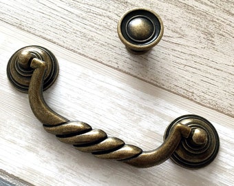 4 Vintage Style Bail Drawer Pulls Handle Dark Antique | Etsy