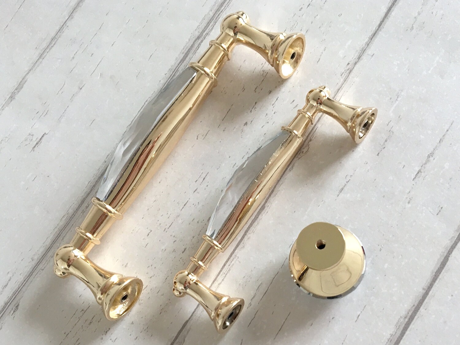 3.75 5 Glass Drawer Pull Gold Crystal Handle Pull | Etsy