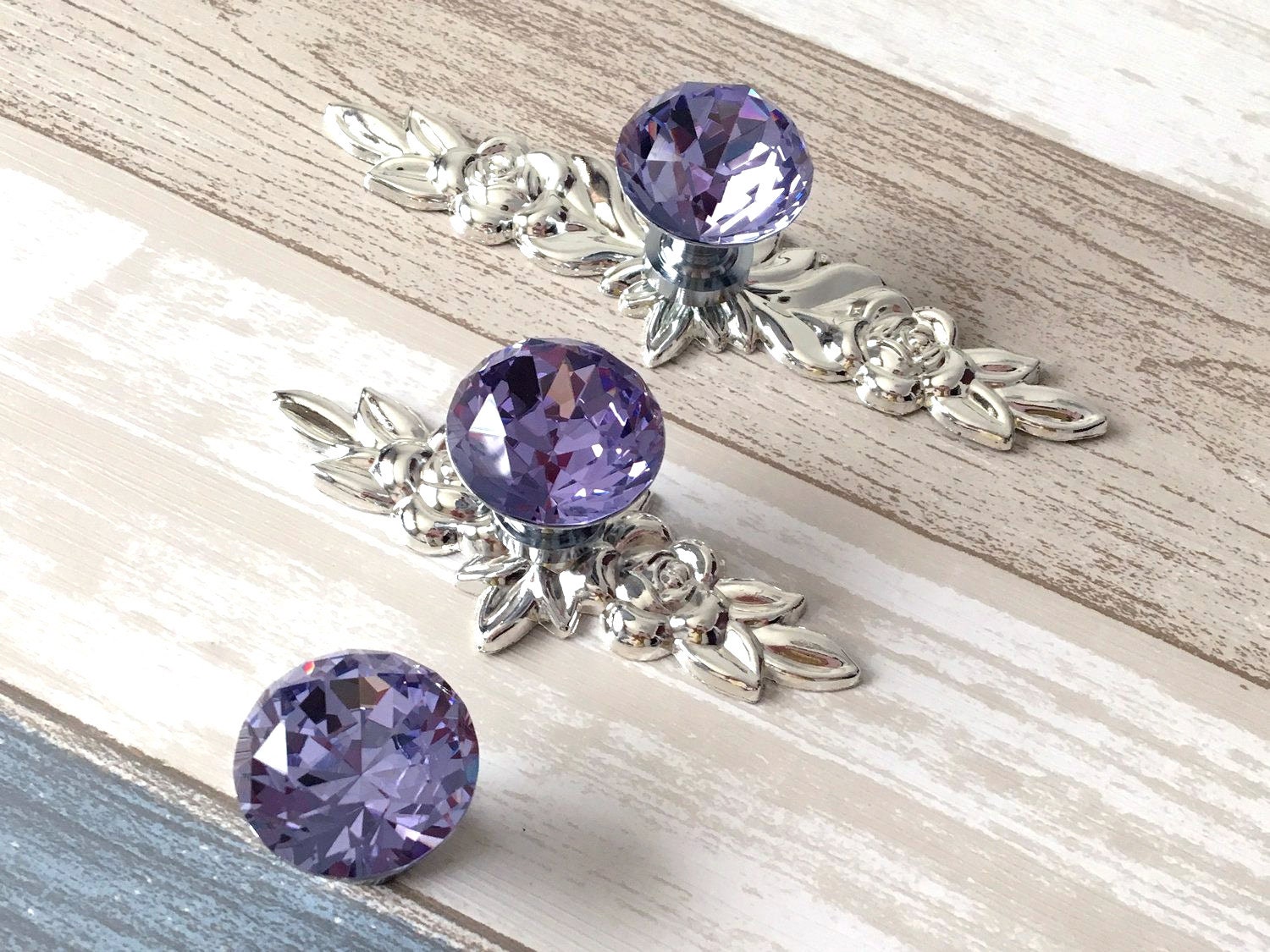 Purple Knob Glass Drawer Pull Crystal Handle Pull Knobs | Etsy