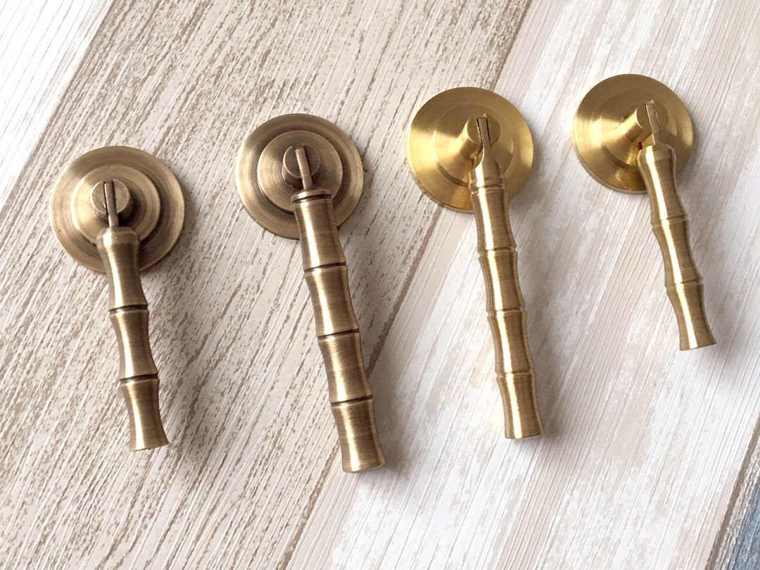 Brass Pull Bamboo Knob Brass Drawer Knob Drop Pull Cabinet Knob Pulls ...