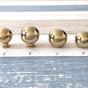 Brass Knob Polished Brass Drawer Knobs Pull Brass Cabinet Knob Sphere Ball Pulls Dresser Knobs ...