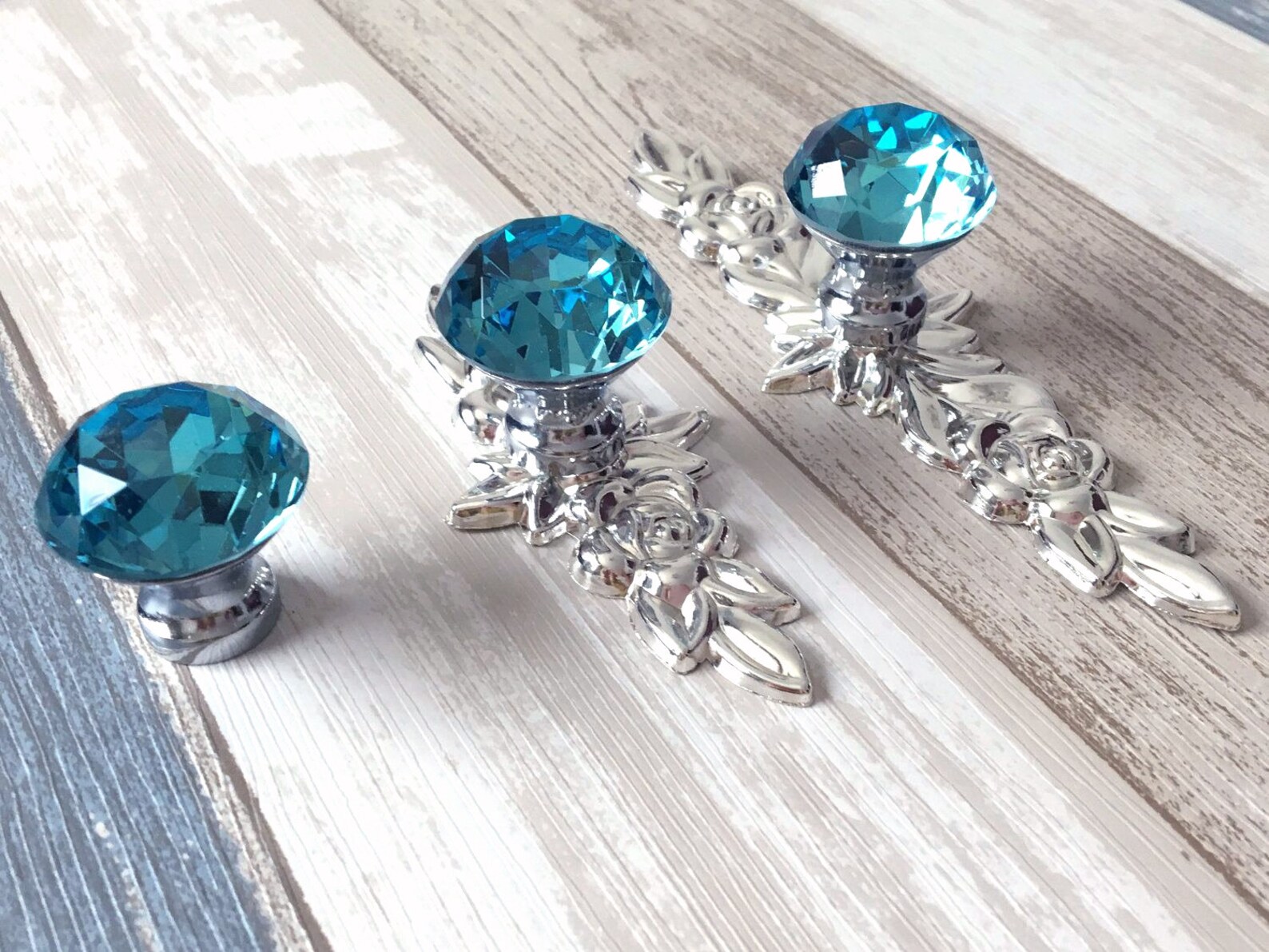 Blue Knob Glass Drawer Pull Crystal Handle Pull Knobs Rhinestone ...