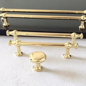 Polished Gold Bathroom Cabinet Handles MCM Vanity Pulls Dresser Drawer ...