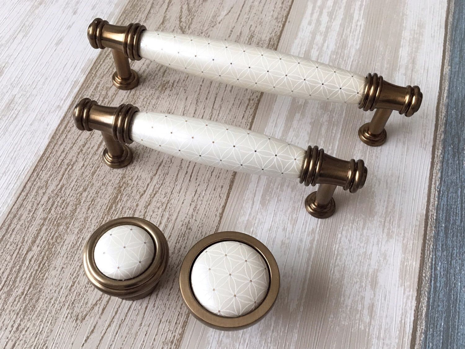 3.75 5 Cream Cabinet Pull Handles Drawer Pulls | Etsy