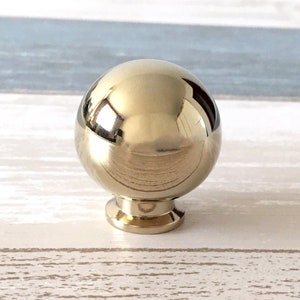 Brass Knob Polished Brass Drawer Knobs Pull Brass Cabinet Knob Sphere ...