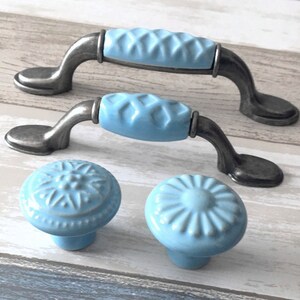 3" 3.75" Blue Cabinet Pull Handles Porcelain Drawer Pulls Handle ...