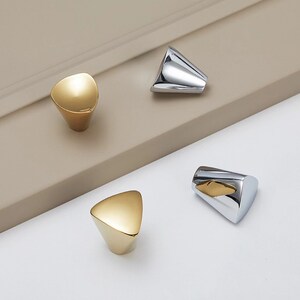 Solid Brass Triangular Cabinet Knobs Polished Gold Chrome Silver Small ...
