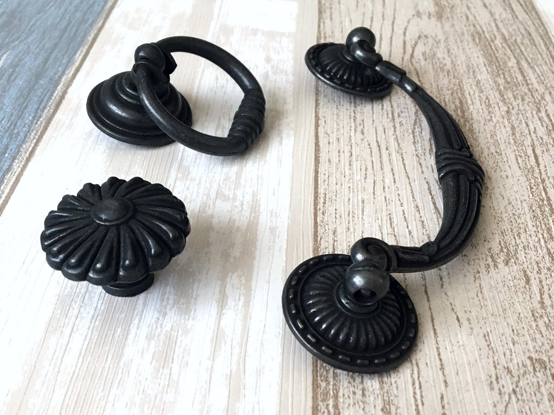 4.5 Vintage Style Bail Drawer Pull Handle Antique Black | Etsy