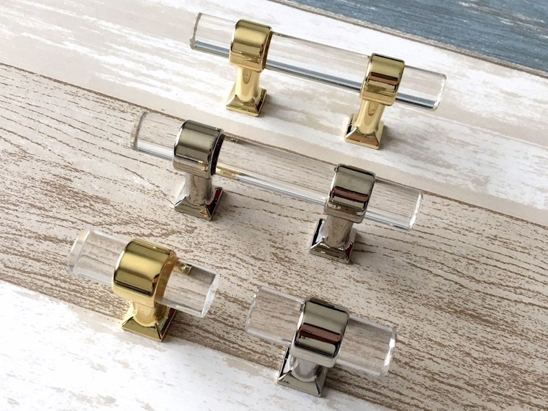 2 Acrylic Drawer Pull Cabinet Pulls Handle Glass Crystal Look - Etsy