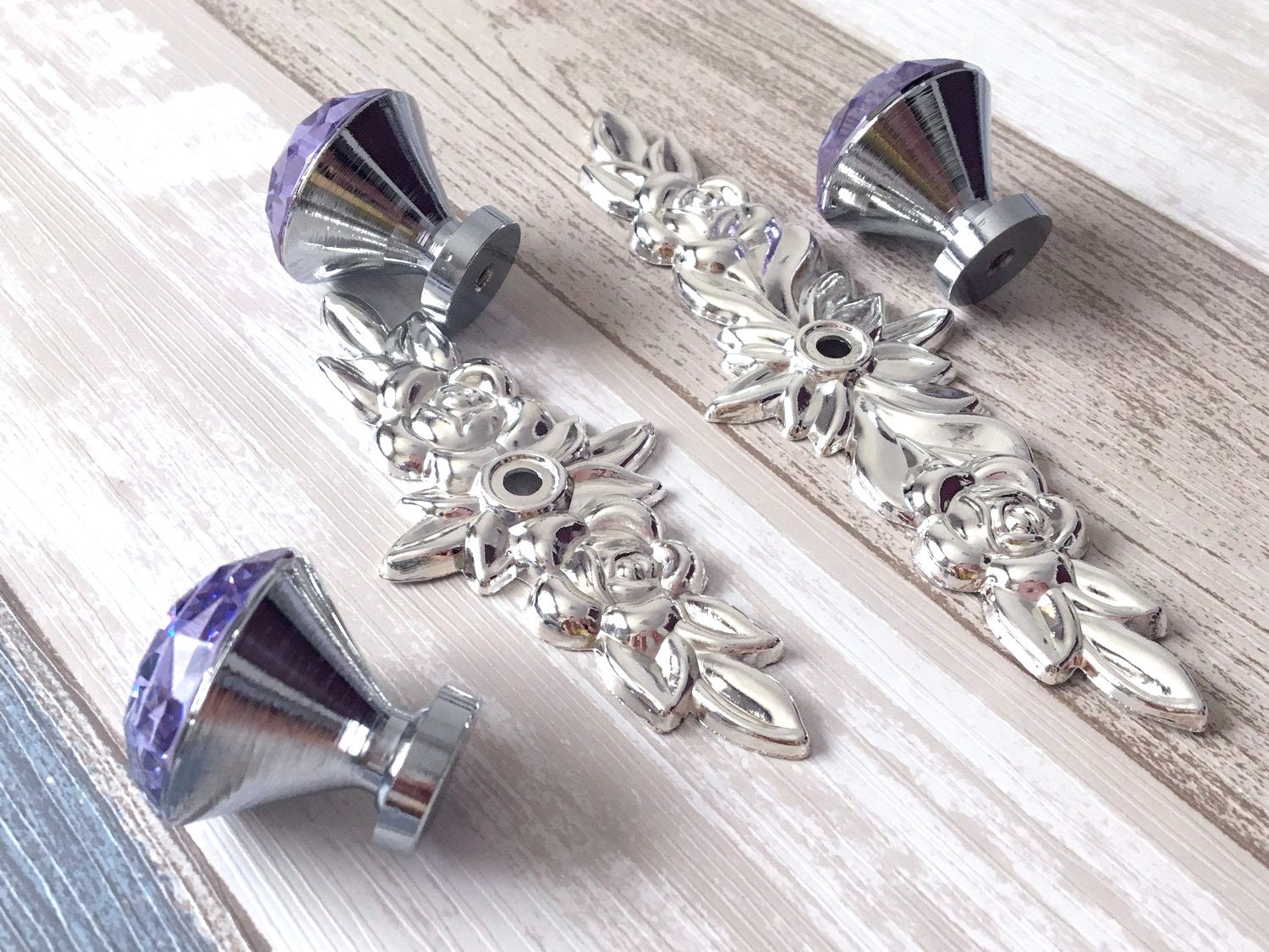 Purple Knob Glass Drawer Pull Crystal Handle Pull Knobs | Etsy