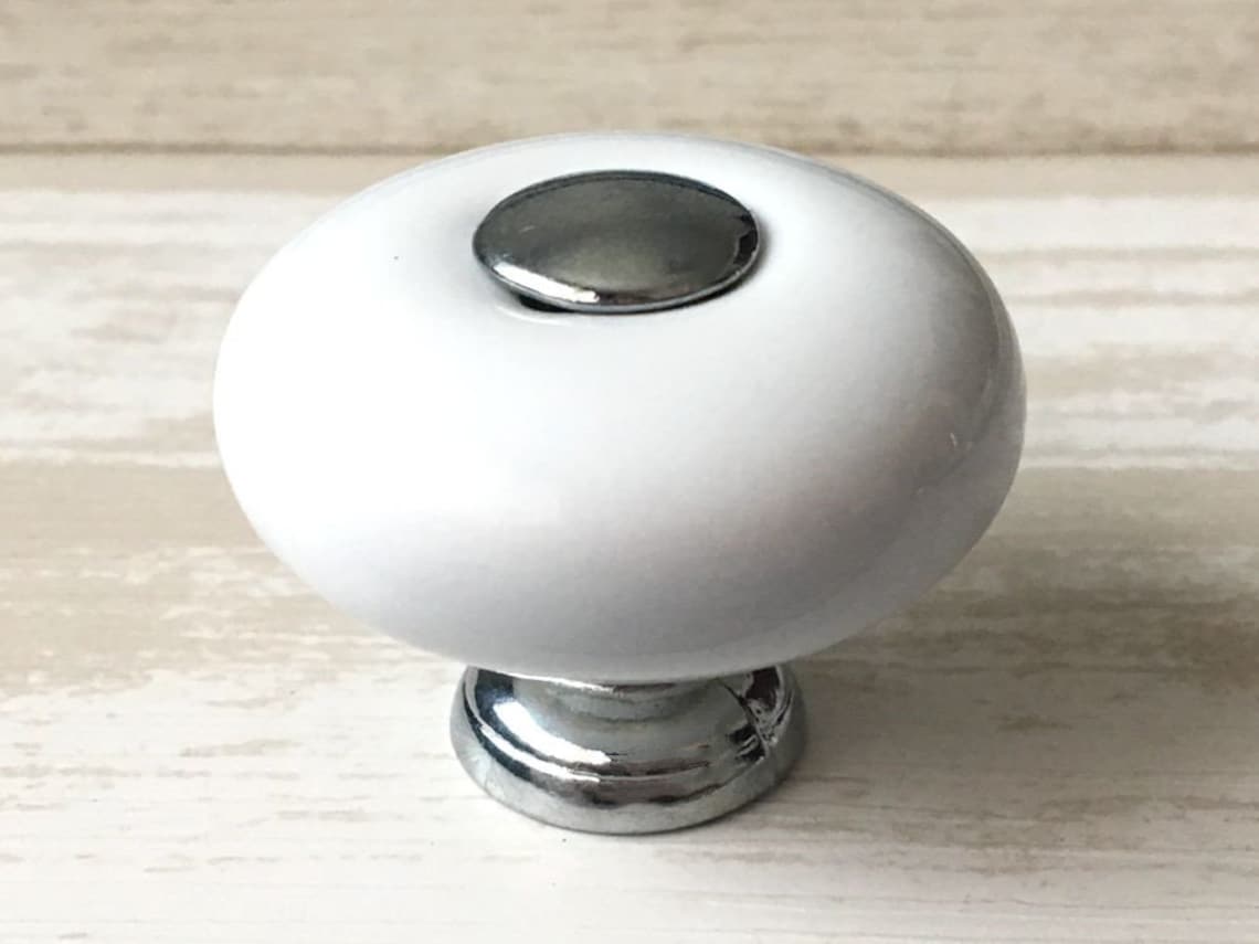 White Silver Knob Cabinet Knobs Pulls Handles Drawer Pull | Etsy
