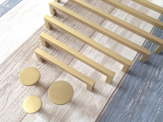 Brushed Gold Brass Cabinet Pull Handle Gold Drawer Pull - Etsy