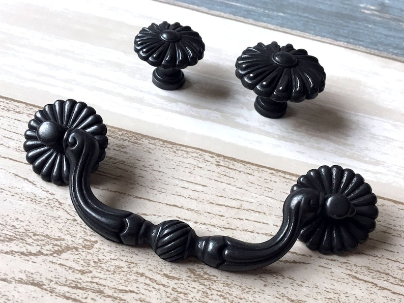 3.5 Vintage Style Drawer Pulls Handle Knob Antique Black | Etsy