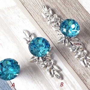 Blue Knob Glass Drawer Pull Crystal Handle Pull Knobs Rhinestone ...