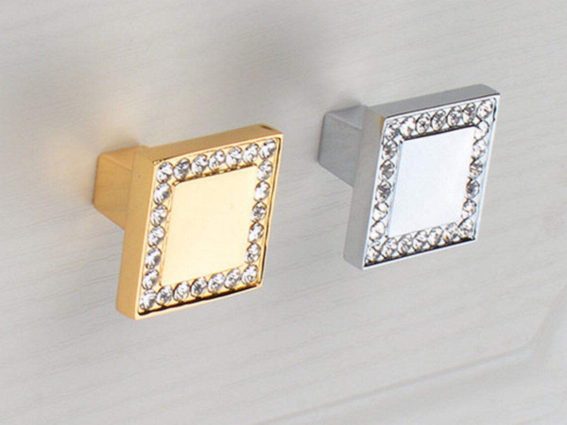 Square Knob Glass Drawer Pull Crystal Handle Pull Knobs | Etsy