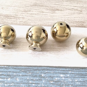 Brass Knob Polished Brass Drawer Knobs Pull Brass Cabinet Knob Sphere Ball Pulls Dresser Knobs ...