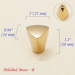 Solid Brass Triangular Cabinet Knobs Polished Gold Chrome Silver Small ...