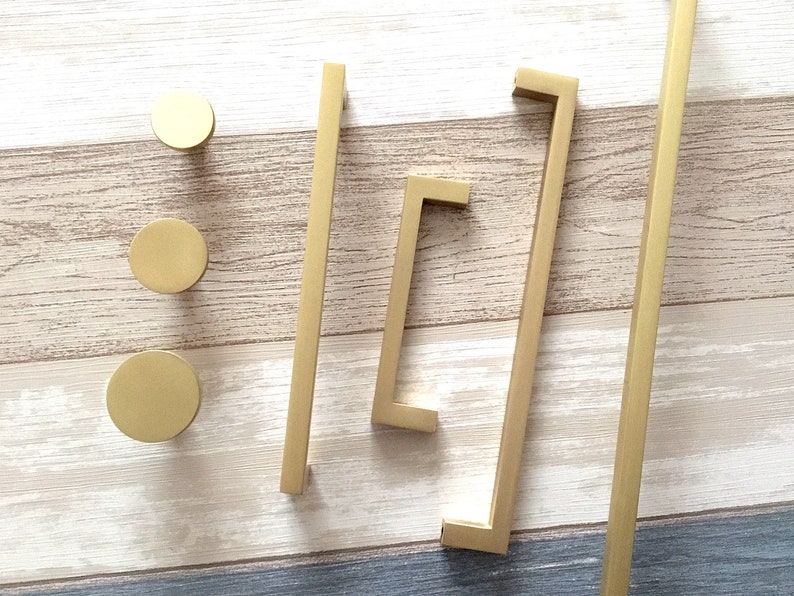Brushed Gold Brass Cabinet Pull Handle Gold Drawer Pull - Etsy