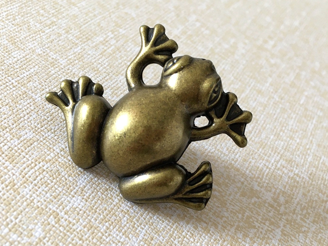 Kids Drawer Knobs Pulls Dresser Handles Frog Antique Gold Brass Baby ...