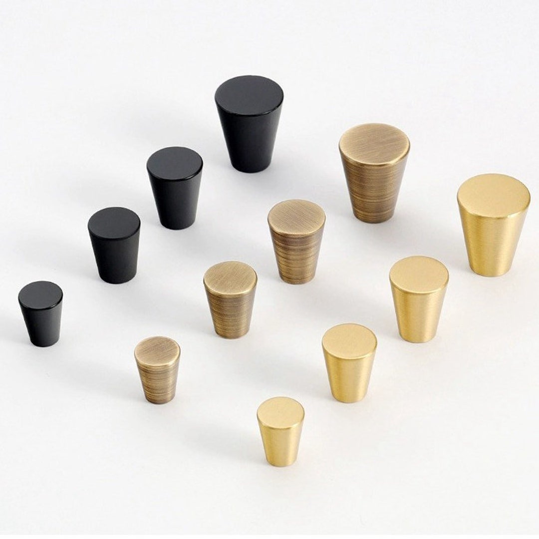 Solid Brass Cone Tapered Drawer Knobs Small Dresser Knob Minimalist ...