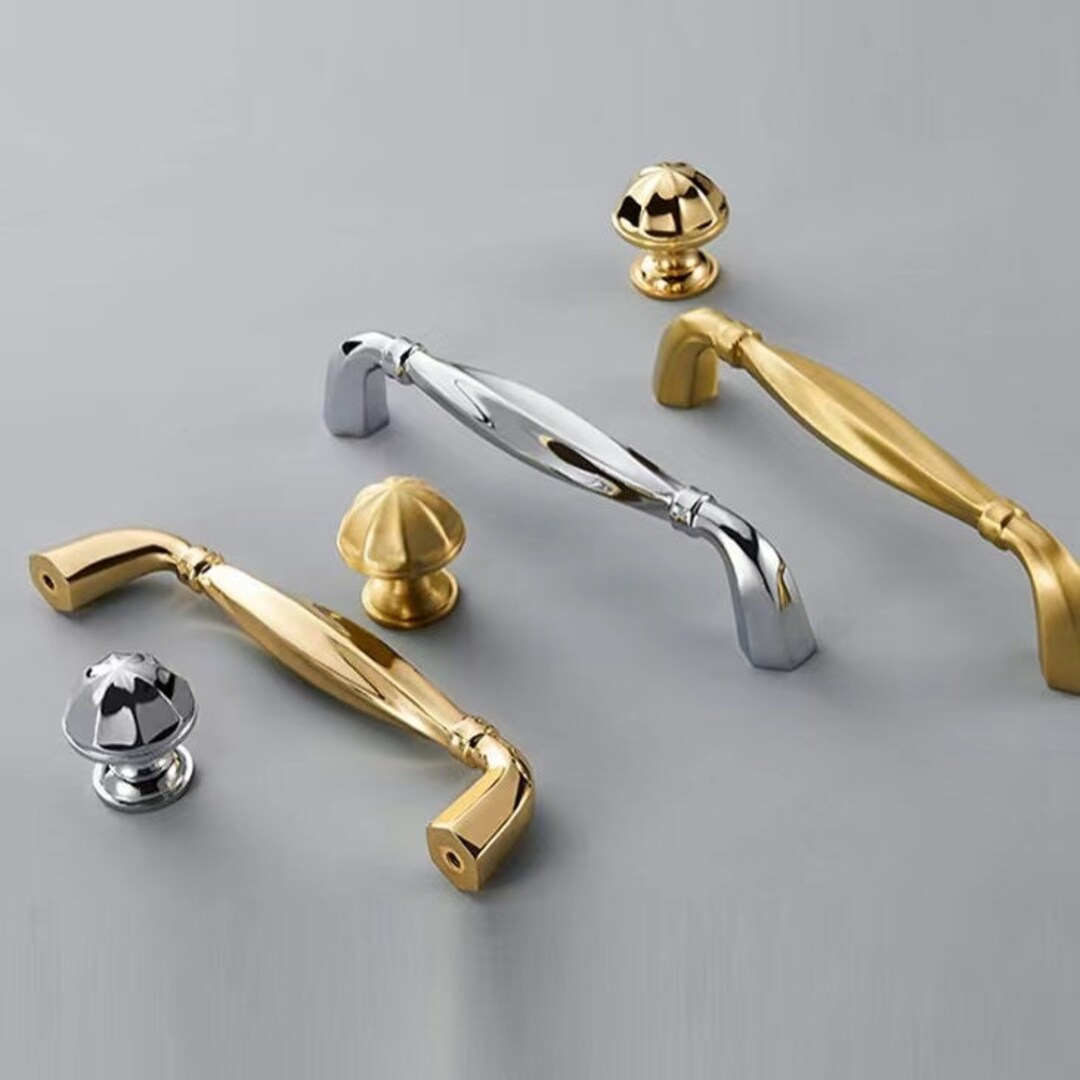 3.75 5 Stylish Brass Cabinet Handles Bathroom Vanity Pulls Decorative Drawer Knobs Chrome Silver ...