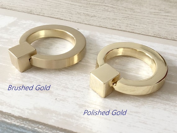 Gold Ring Pull Cabinet Pull Brushed Gold Drop Ring Drawer Knob - Etsy
