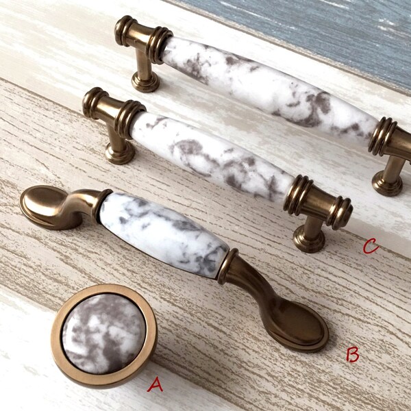 Marble Cabinet Pulls - Etsy