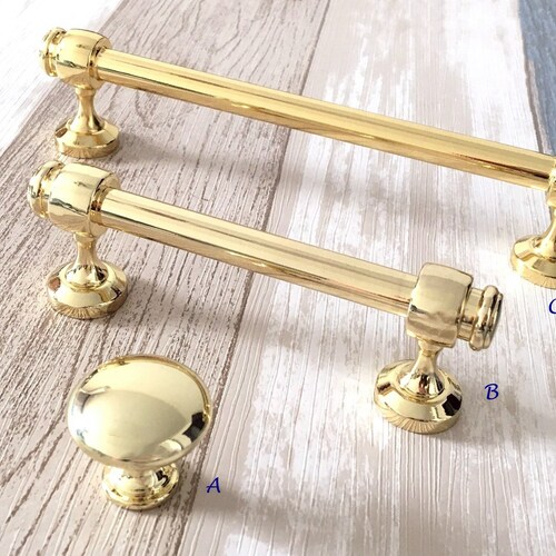 3 Brushed Gold Drawer Pulls Handle Cup Pull Kitchen - Etsy