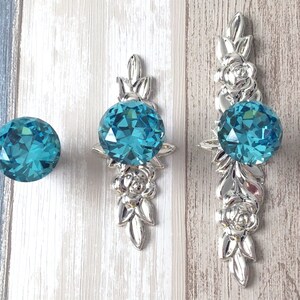 Blue Knob Glass Drawer Pull Crystal Handle Pull Knobs Rhinestone ...
