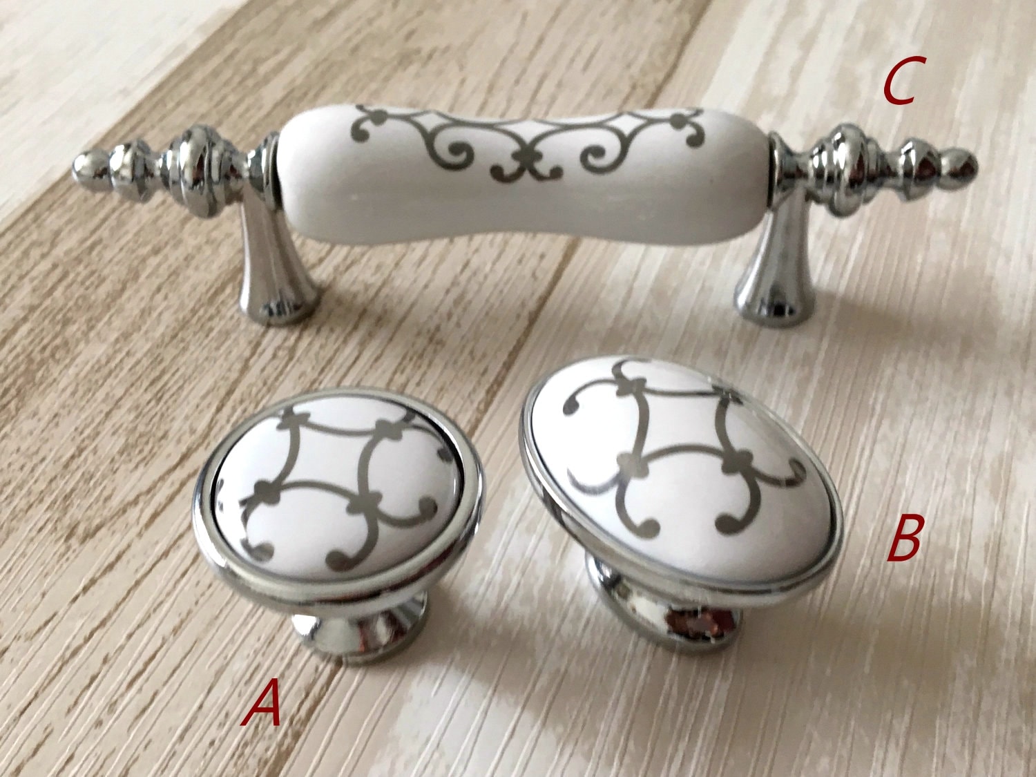 White Silver Cabinet Knobs Pulls Handles Drawer Pull Handles - Etsy